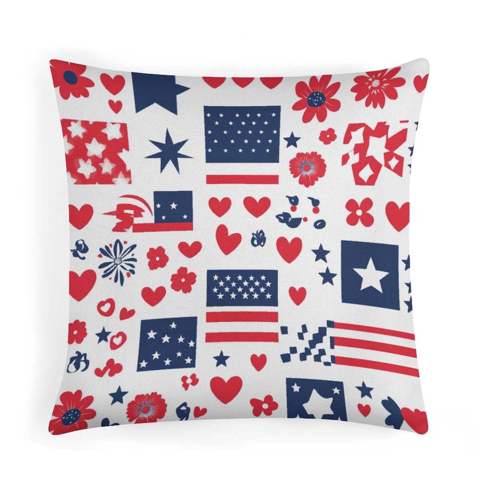 20"x20" Cushion Case Geometric Patterns with Hearts Fireworks And ...