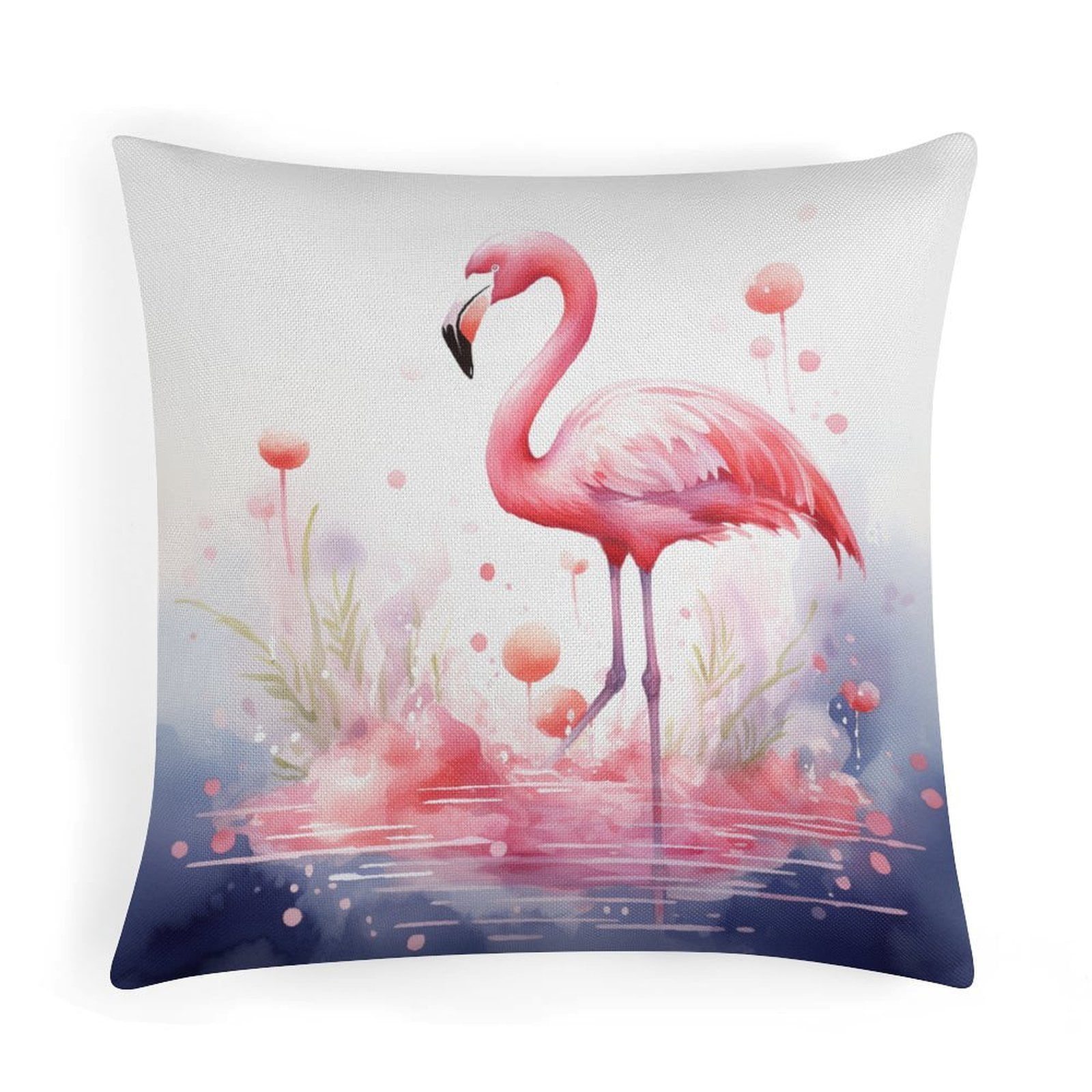 20"x20" Cushion Covers Watercolor Illustration Of A Flamingo In A Pool ...