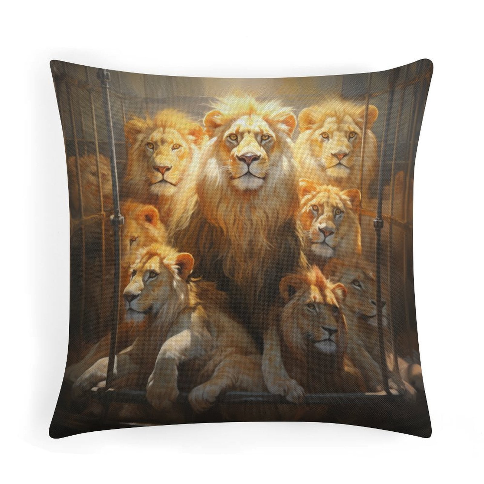 20"x20" Pillow Protector Lions In A Cage Decorative Square Pillowcase ...
