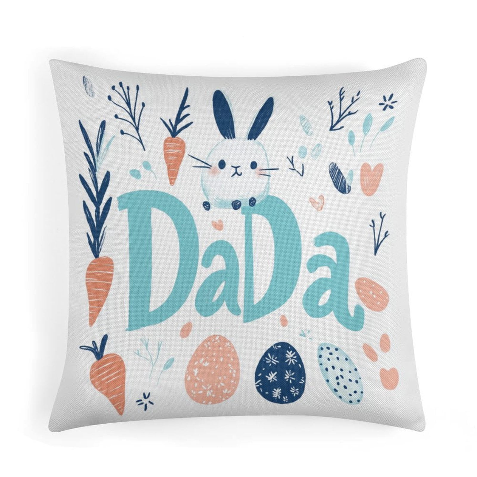 20"x20" Pillowcase Dada Bunny Easter Zippered Pillow Cover Happy Easter ...