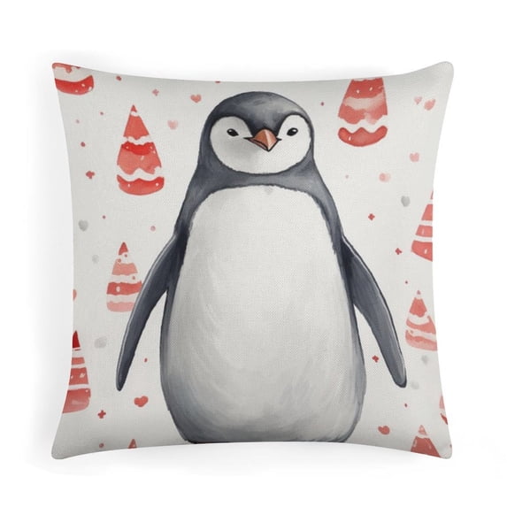20"x20" Pillowcases Christmas Penguin Outdoor Square Pillow Cushion ...