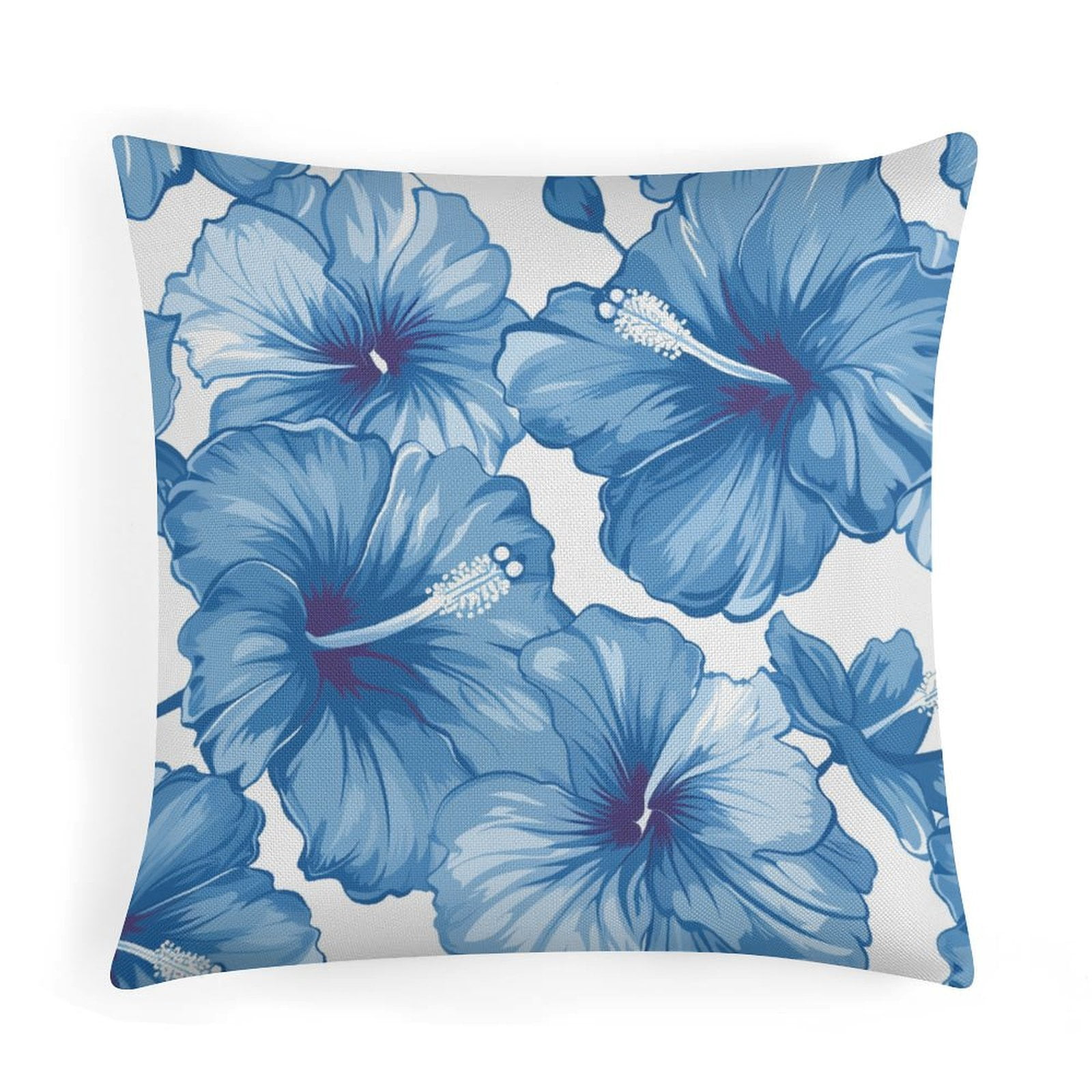 20"x20" Pillows Blue Hibiscus Flowers Zippered Pillow Cover Hawaiian ...
