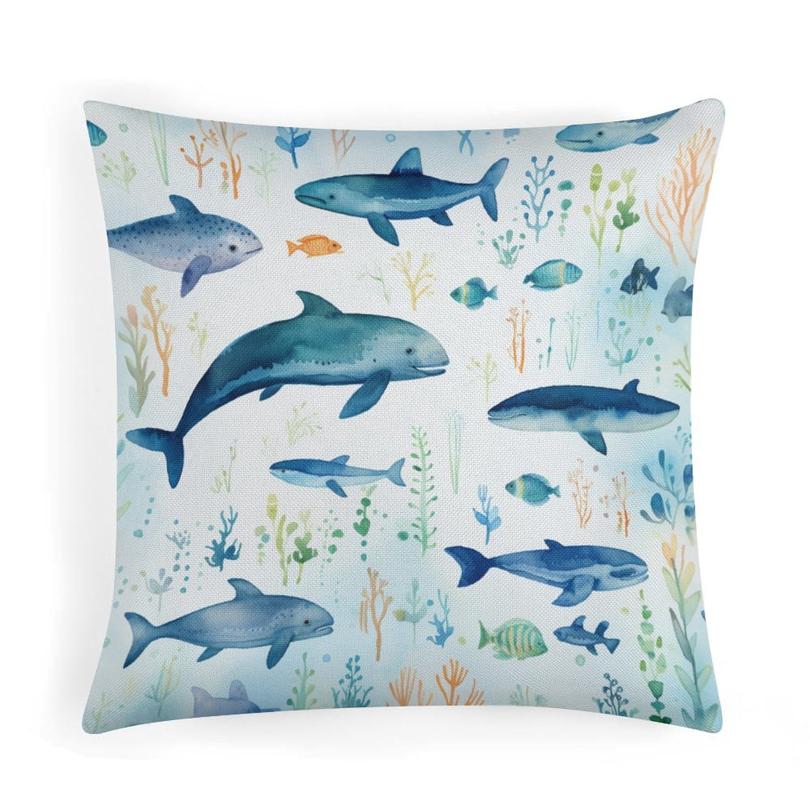 20"x20" Pillows Blue Whale Cute Cartoon Decorations Pillow Covers ...