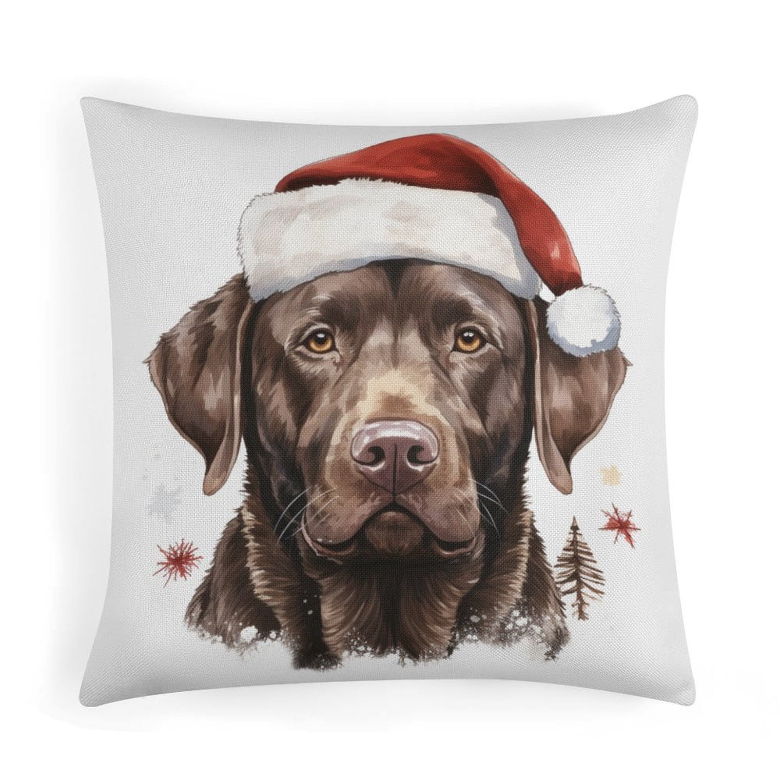 20"x20" Pillows Chocolate Lab Dog Watercolour Santa Hat Decorative ...