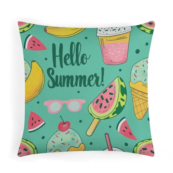 20"x20" Pillows Cover Summer Elements Ice Cream, Watermelon And ...