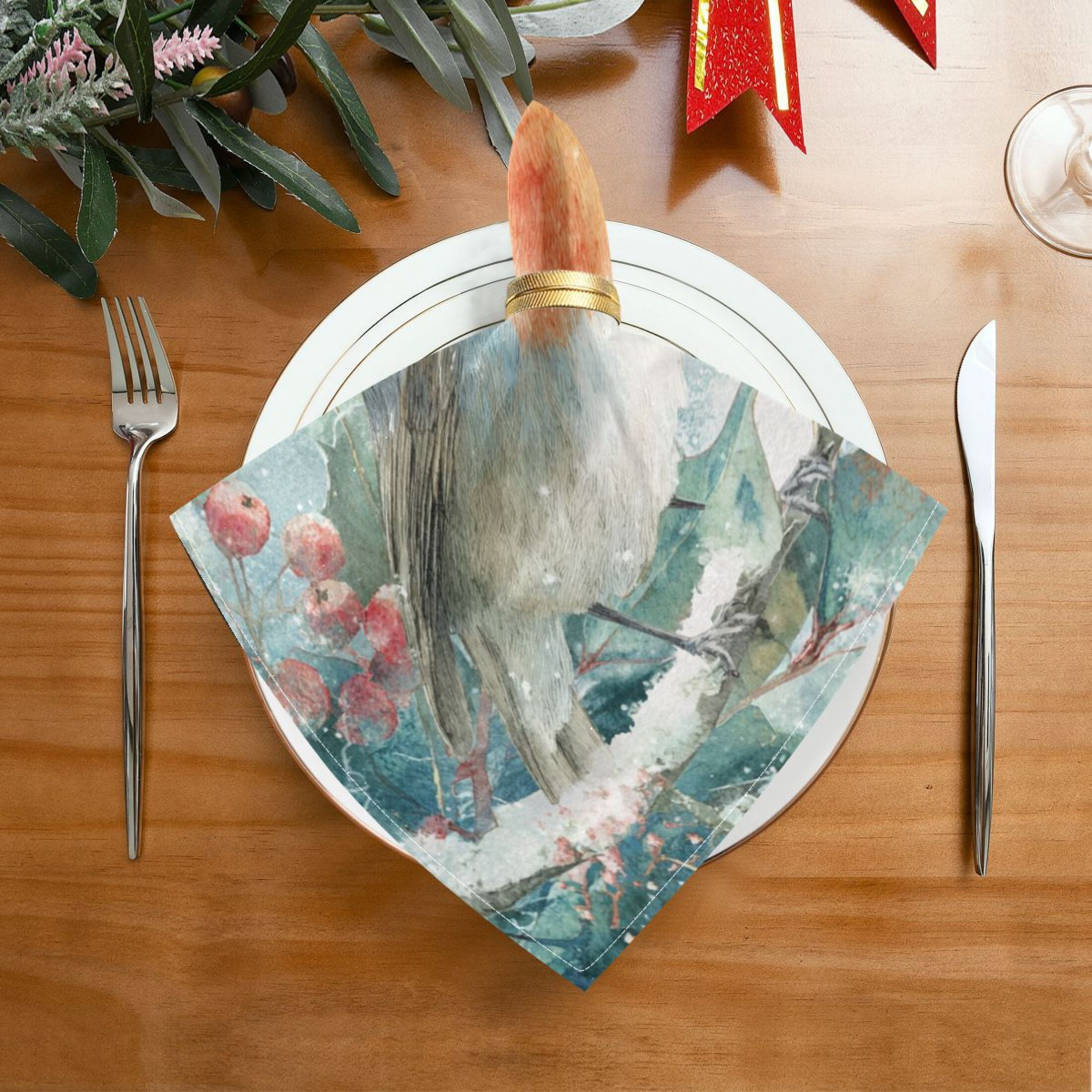 20"x20" Satin Dinner Napkin Elegant Little Robin Table Napkins for ...