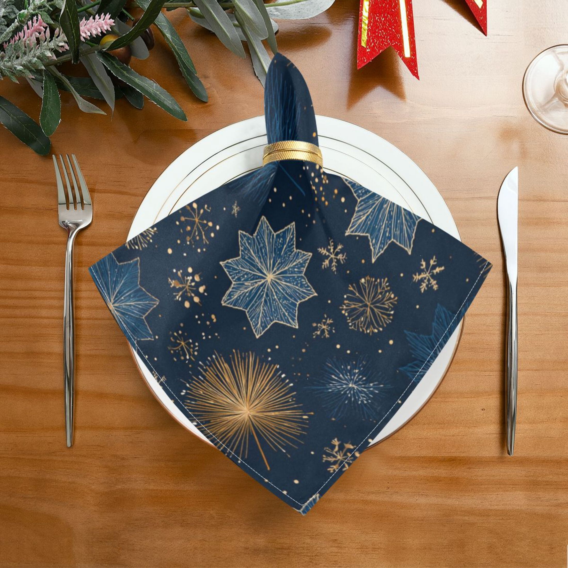 20"x20" Satin Dinner Napkin Golden Pine Needles Table Napkins for ...