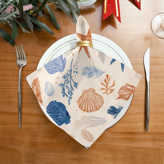 20"x20" Satin Dinner Napkin Hand-drawn Shell Pattern Table Napkins for ...