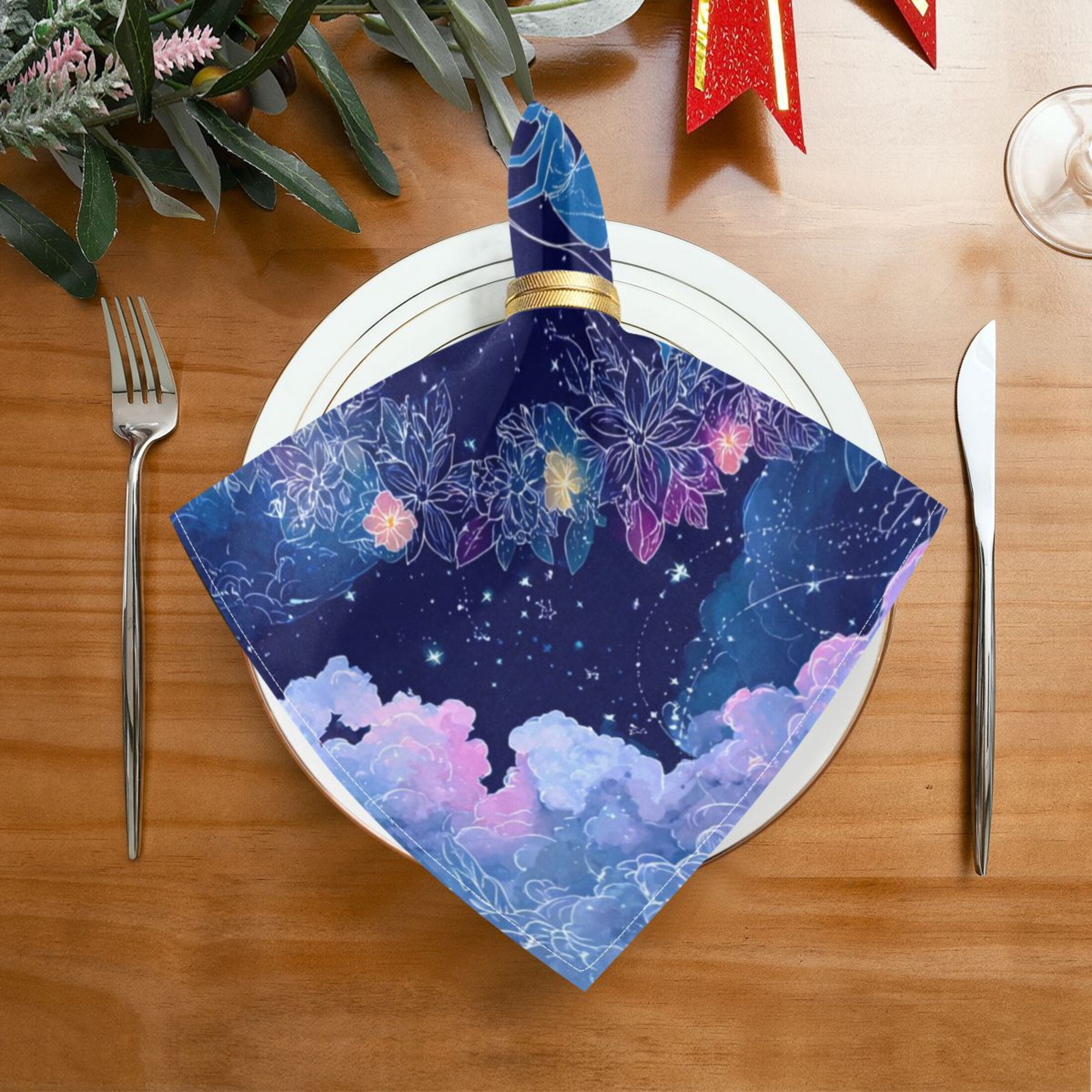 20"x20" Satin Dinner Napkin Heart-shaped Flower Crown Table Napkins for ...