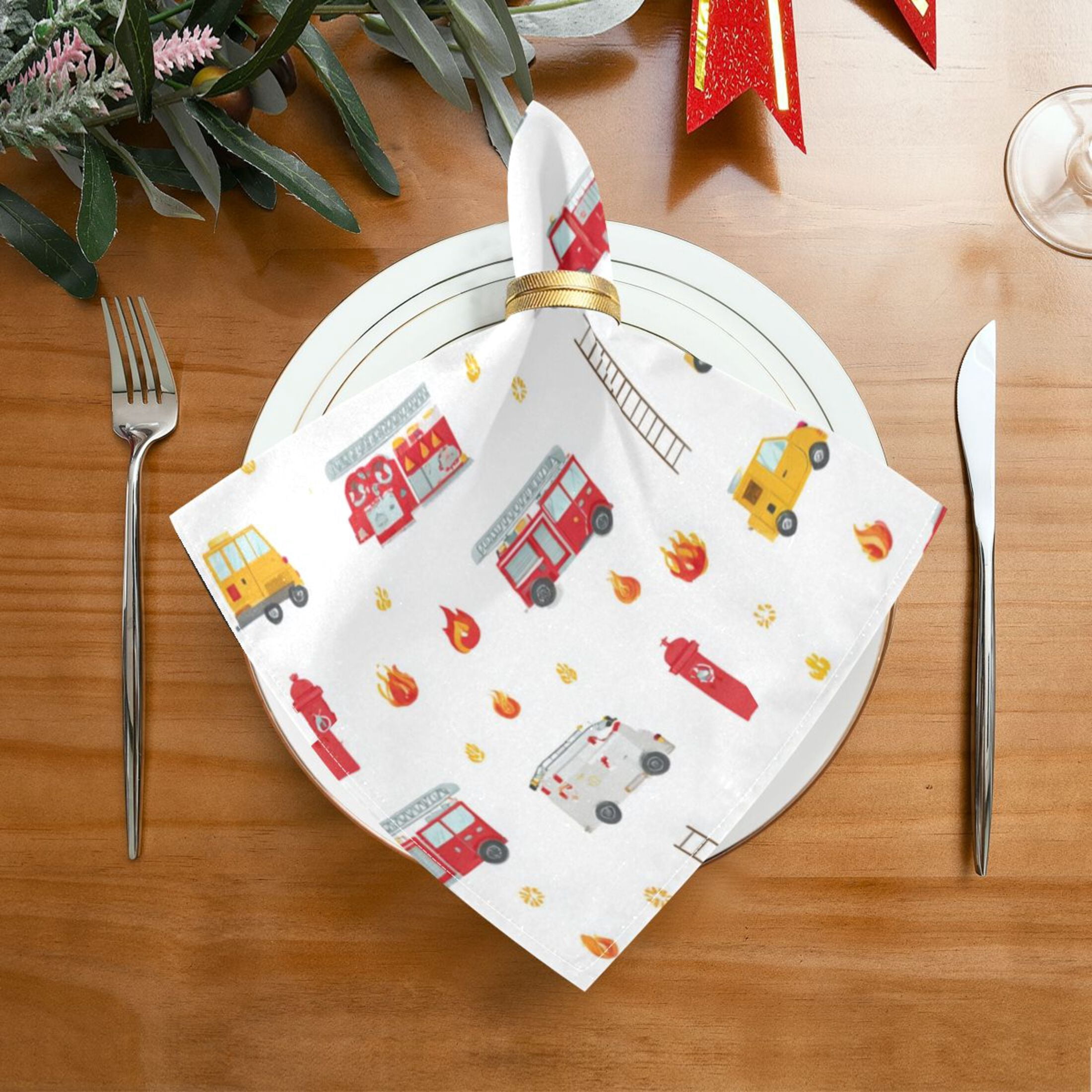 20"x20" Satin Dinner Napkin Red Fiery Awesome Patterns Table Napkins ...