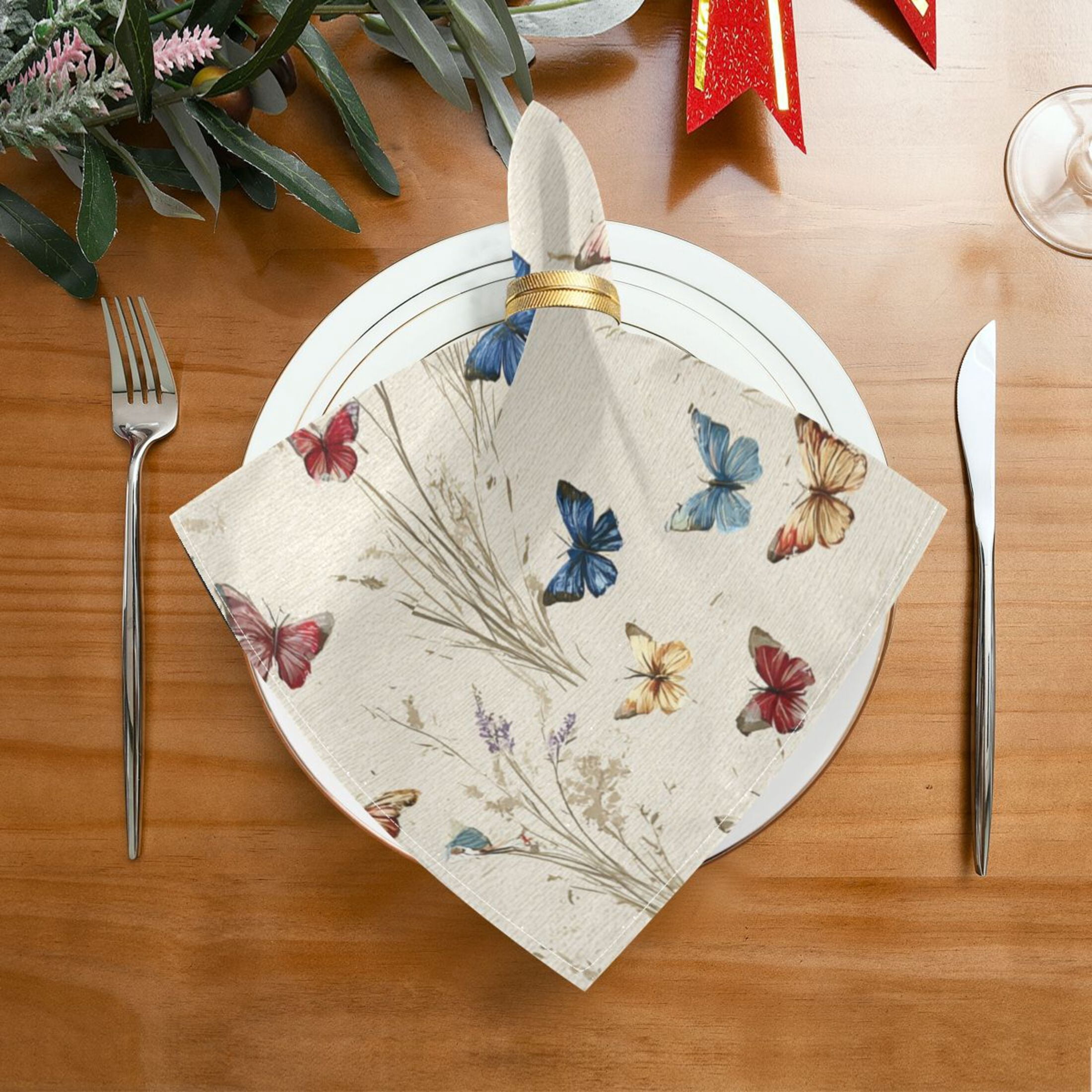 20"x20" Satin Dinner Napkin Various Colors and Sizes Butterflies Table ...