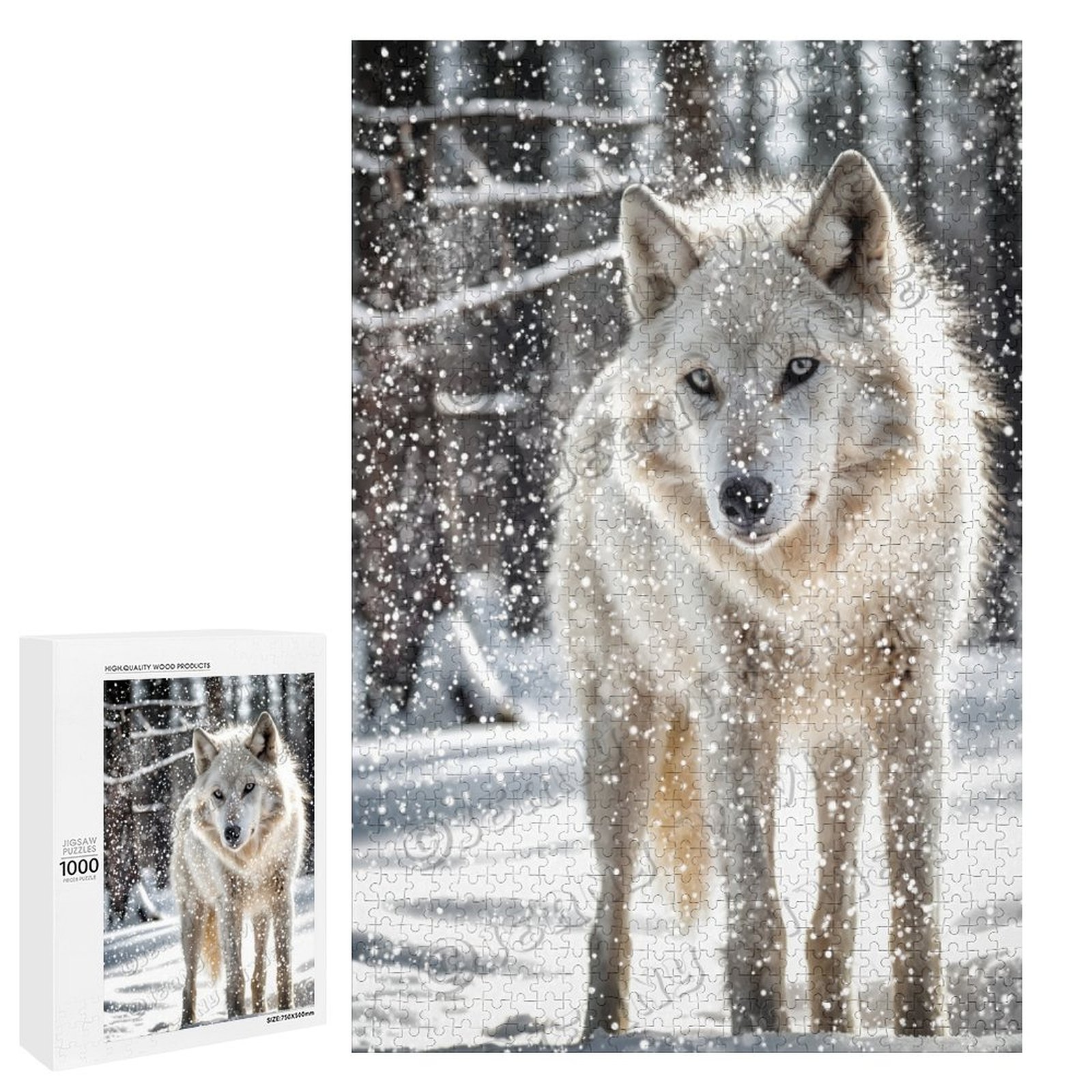 20"x30" Wooden Sign - Christmas Decor Winter Wolf, 1000 Piece Jigsaw ...