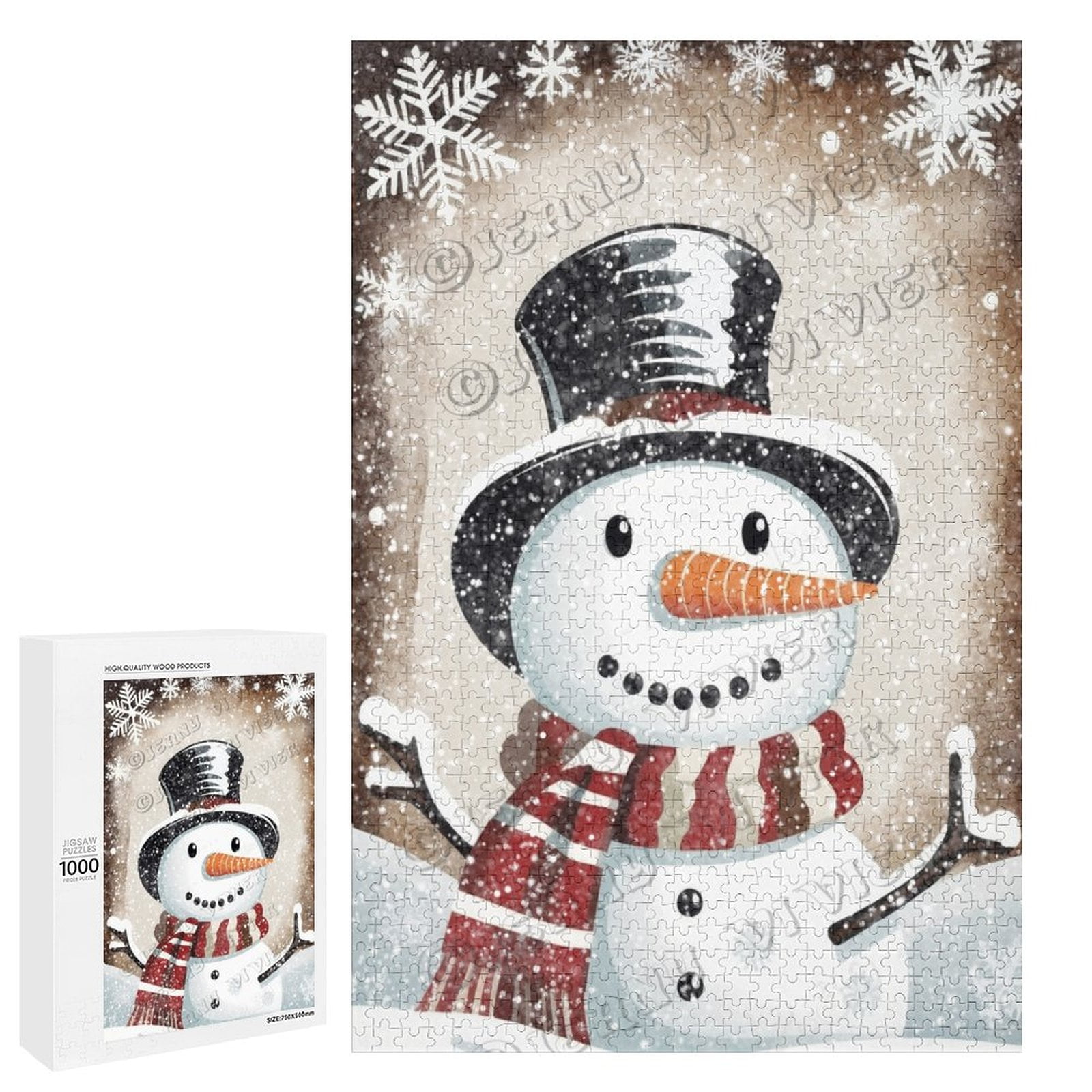20"x30" Wooden Sign - Cute Snowman, 1000 Piece Puzzle, Ideal for Home ...
