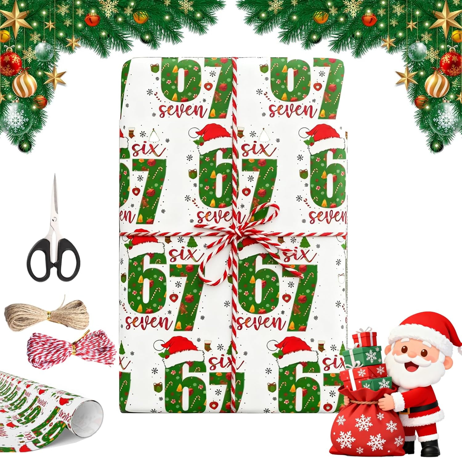 20''x40'' 67 Meme Christmas Wrapping Paper, Funny Gift Idea, Holiday ...