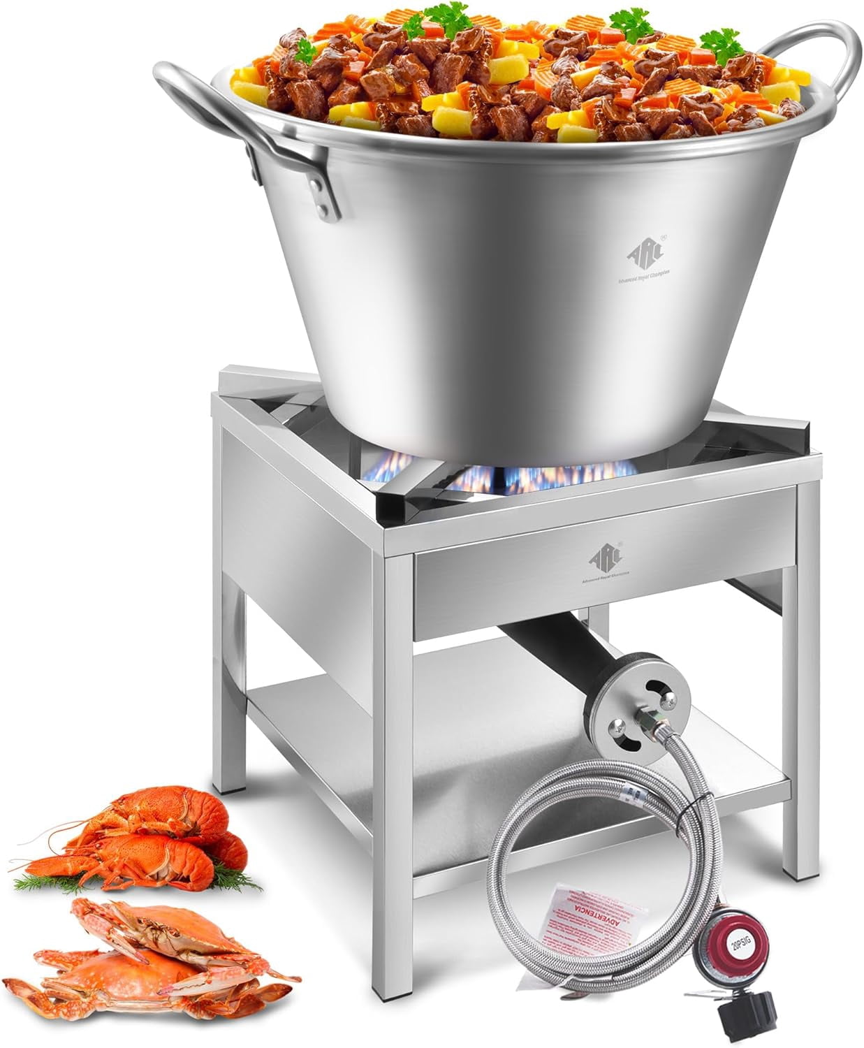200,000BTU Stainless Steel Propane Burner and 41QT Outdoor Wok Set, 21 ...