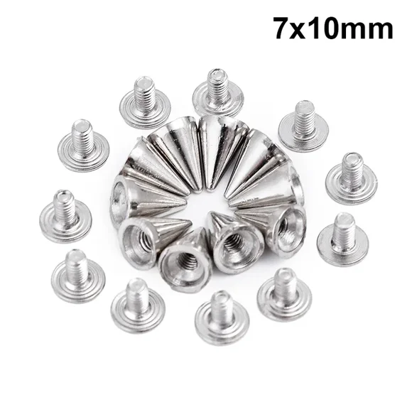 200/10Pcs Silver Rivets Round Cone Spike Metal Cone Studs Handcraft ...