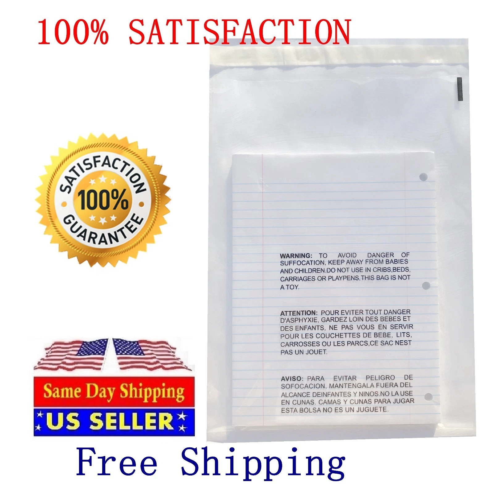 200 11X14 Clear Self Seal Lip & Tape Plastic Bags W/ Suffocation Warning - Walmart.com