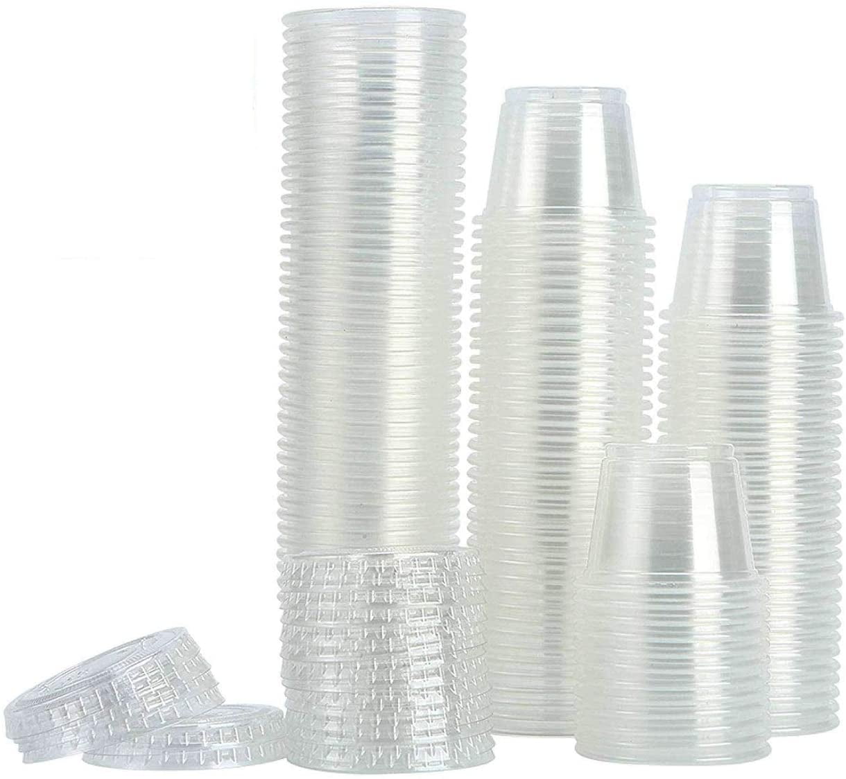 200-1oz Clear Polypropylene Small Plastic Containers | cups | with lids ...