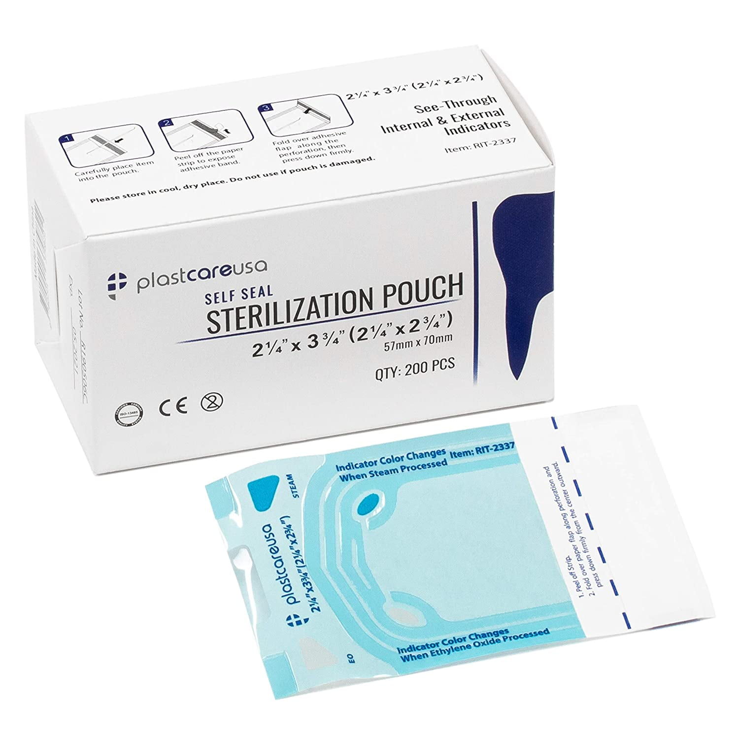 200 2.25 x 2.75 Inch Self Sealing Sterilization Autoclave Pouch Bags ...