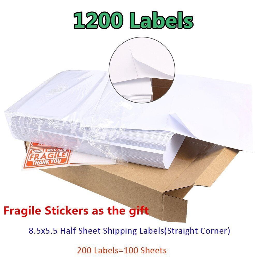 200-2500 8.5x5.5 Shipping Mailing Labels Half Sheet Self Adhesive for ...