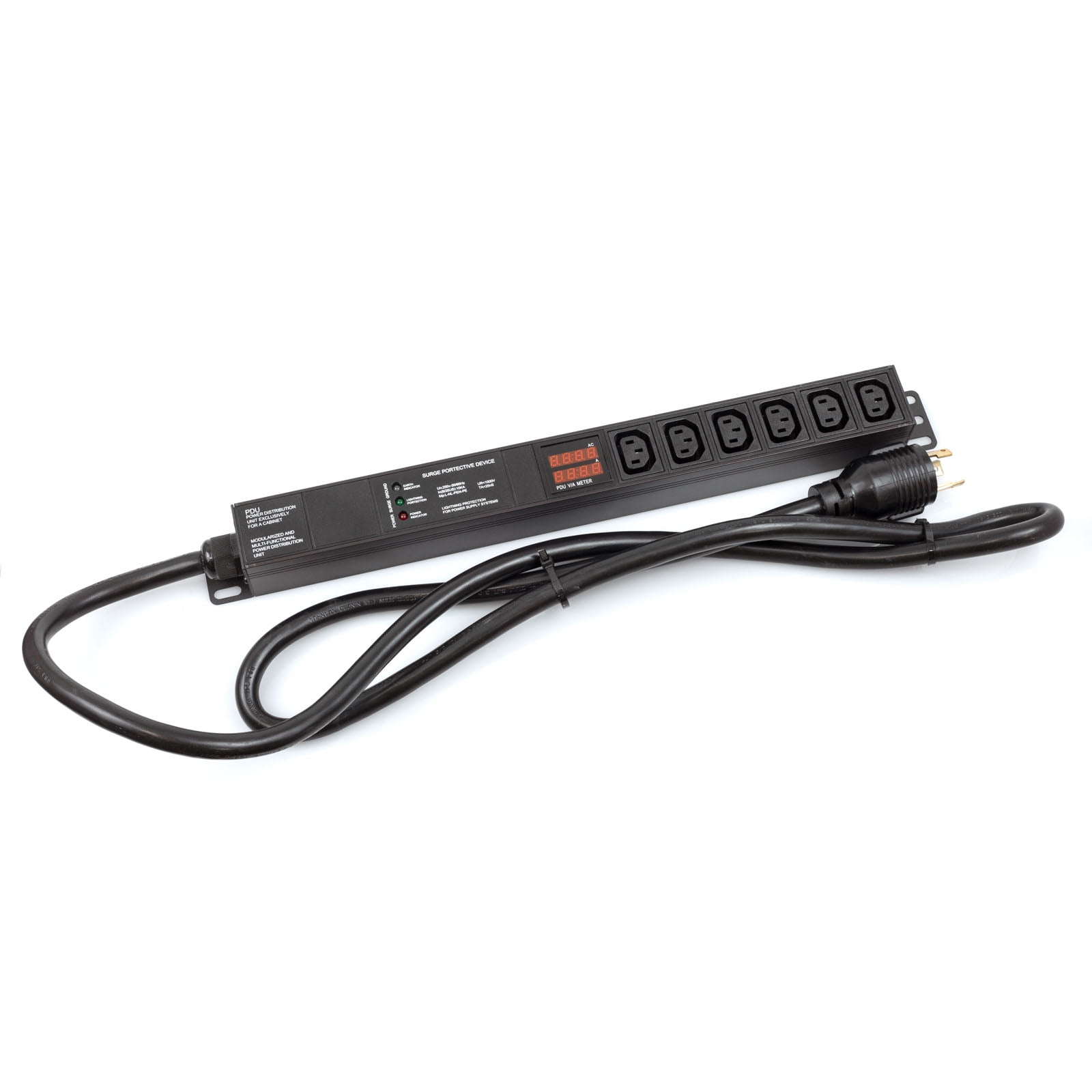 200-250V 30A PDU Power Distribution Unit L6-30P w/Meter Surge Protector ...