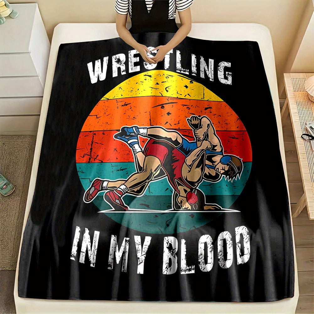 200-250g Reversible Flannel Wrestling in My Blood Printed Throw Blanket ...