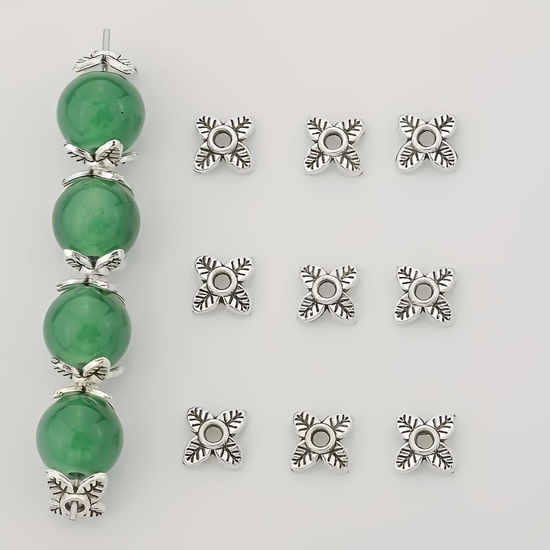 200/300/400pcs Four-leaf Clover Alloy Bead Hats Style Spacers, Suitable ...