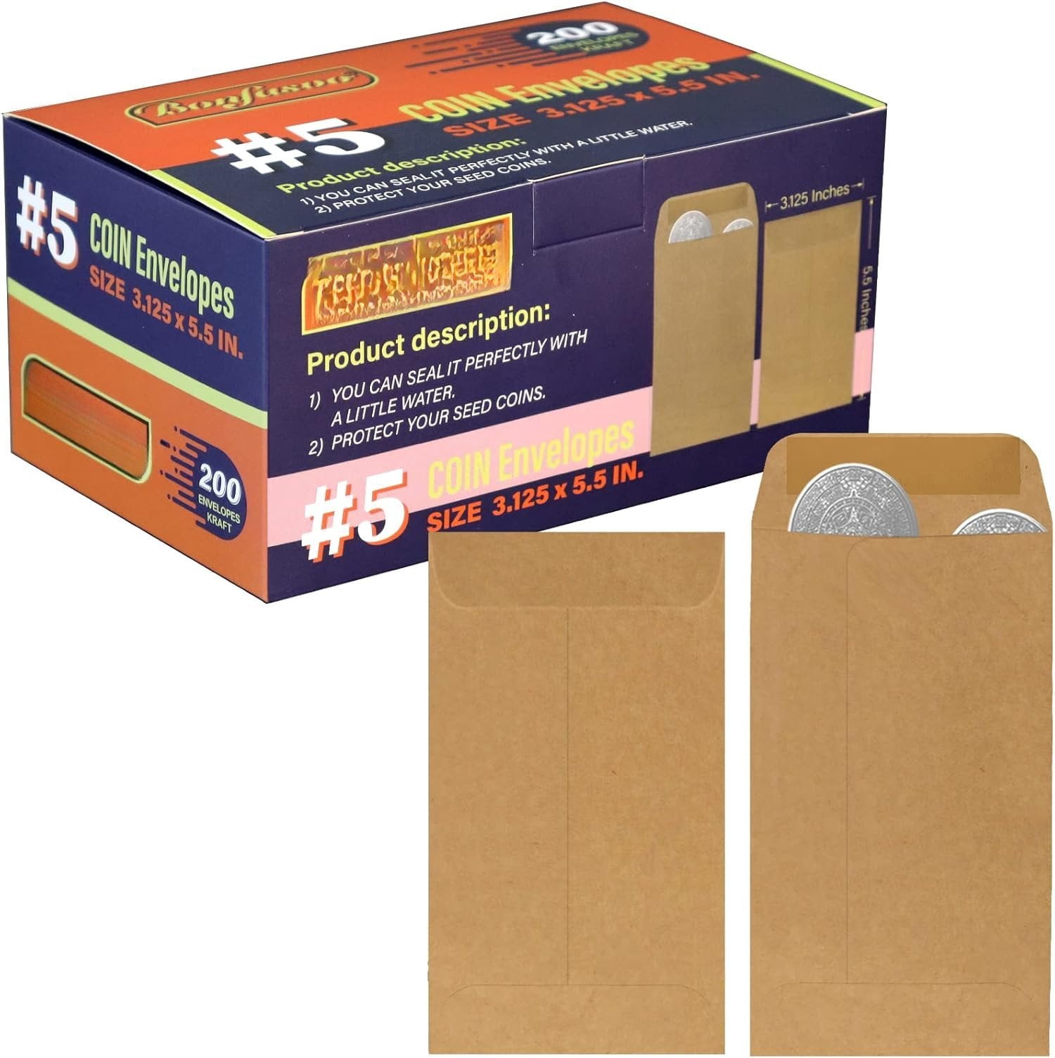200 #5 envelope 3.125 x 5.5 Envelopes Classic Small Envelopes with Self ...