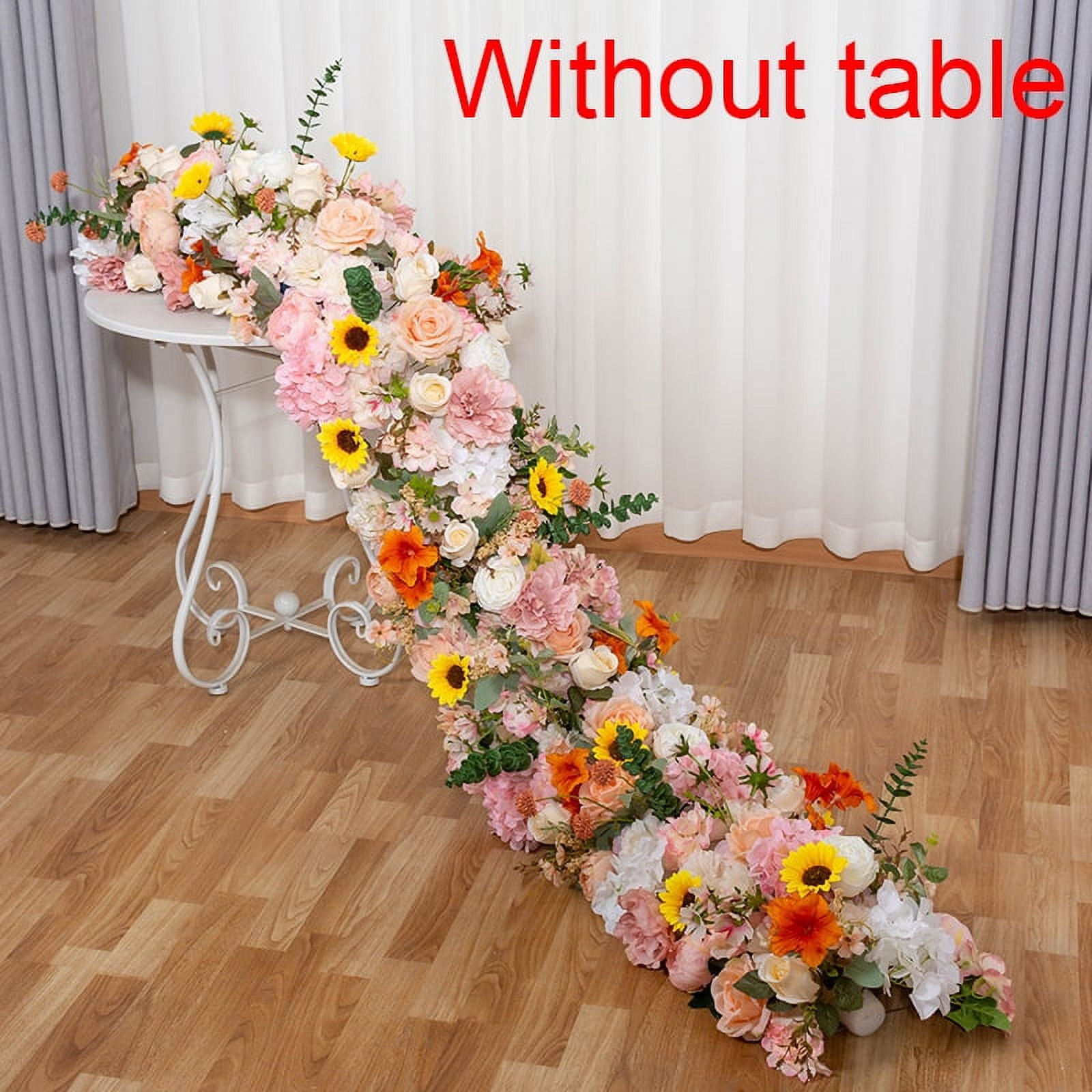 200/50cm Luxury White Rose Artificial Flower Row Wedding Table Centerpiece Flowers Backdrop Wall ...