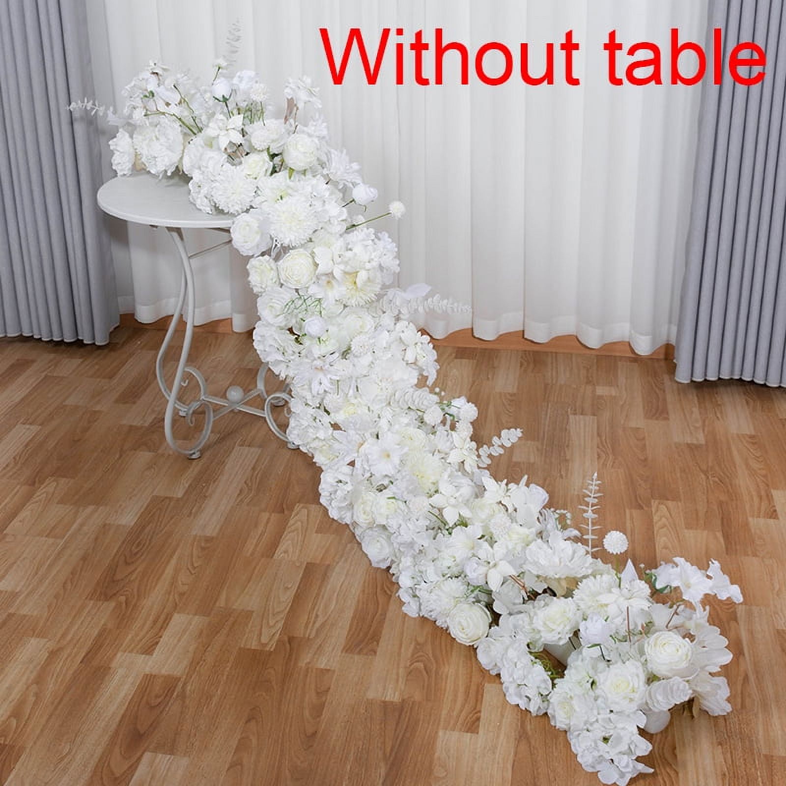 200/50cm Luxury White Rose Artificial Flower Row Wedding Table ...