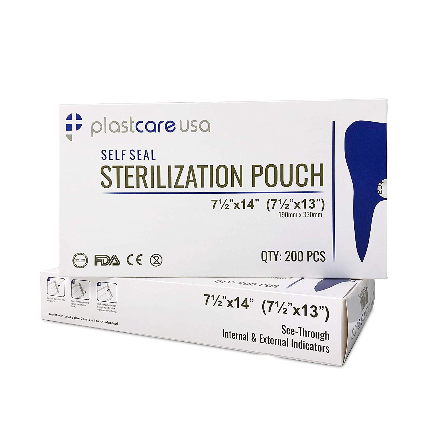 200 7.5" X 13" Self-Sterilization Pouches for Dental Offices, Autoclave ...