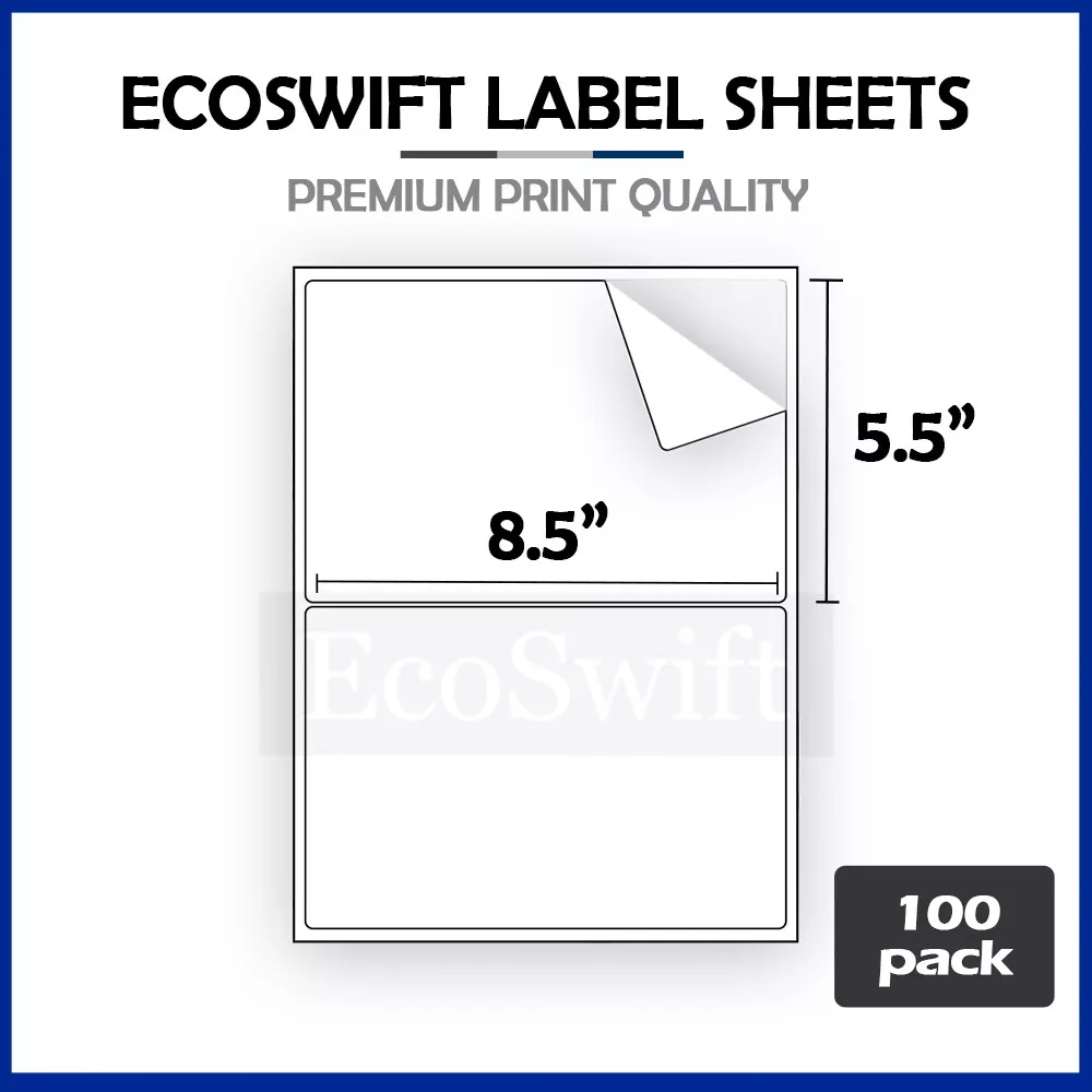 (200) 8.5 X 5.5 Xl Ecoswift Shipping Half-Sheet Self-Adhesive Ebay ...