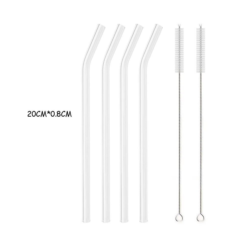 200*8mm Reusable Glass Straw Set High Borosilicate Smoothie Cocktails ...