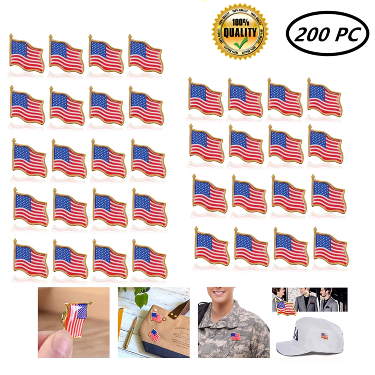 200 AMERICAN FLAG LAPEL PINS United States for Tie, Suits, Backpack ...