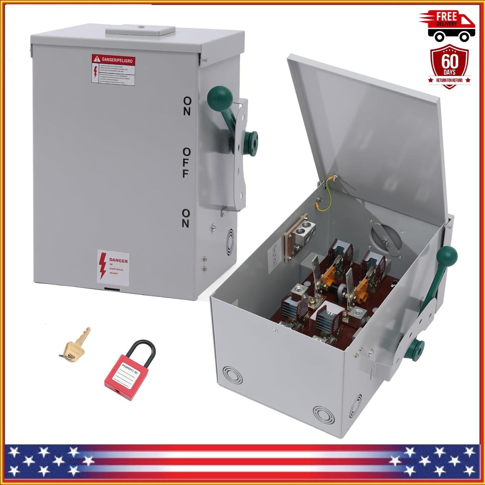 200 Amp Generator Transfer Switch 110V 240V Non-Fusible Manual Transfer ...