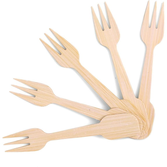 200 Bamboo Fork and Spoon 2 in 1, 4.72" Disposable Forks Spoons Combo ...