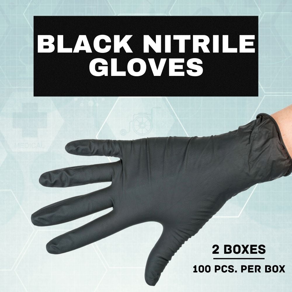 200 Black 2X-Large 6 Mil Nitrile Finger Medical Latex Powder Free ...
