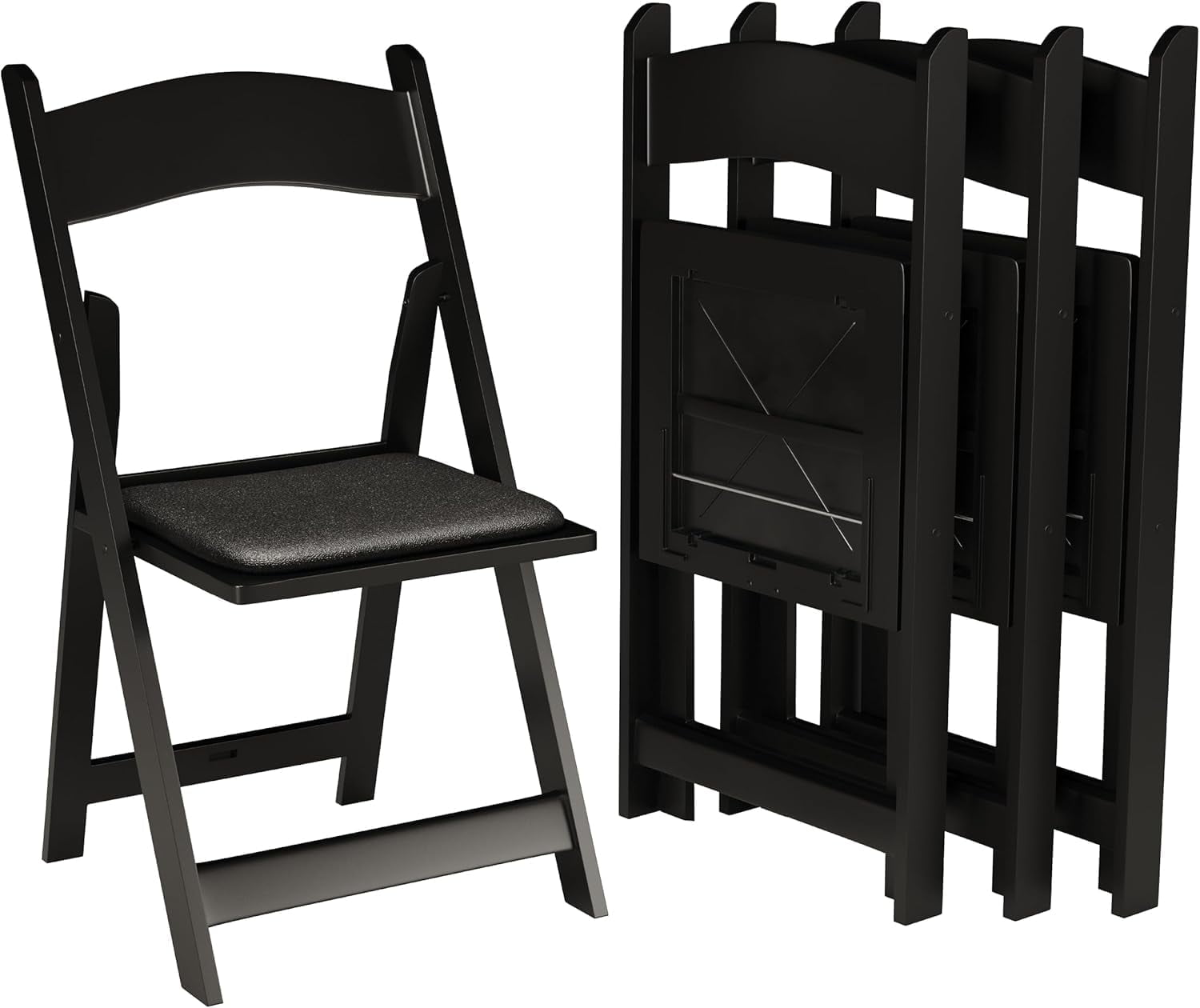 200 Black Resin Stackable Folding Chair - Comfortable Black Foldable ...