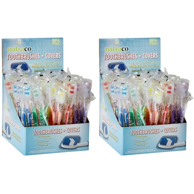 200 Bulk Toothbrushes With Hygienic Covers Individually Wrapped Multi ...