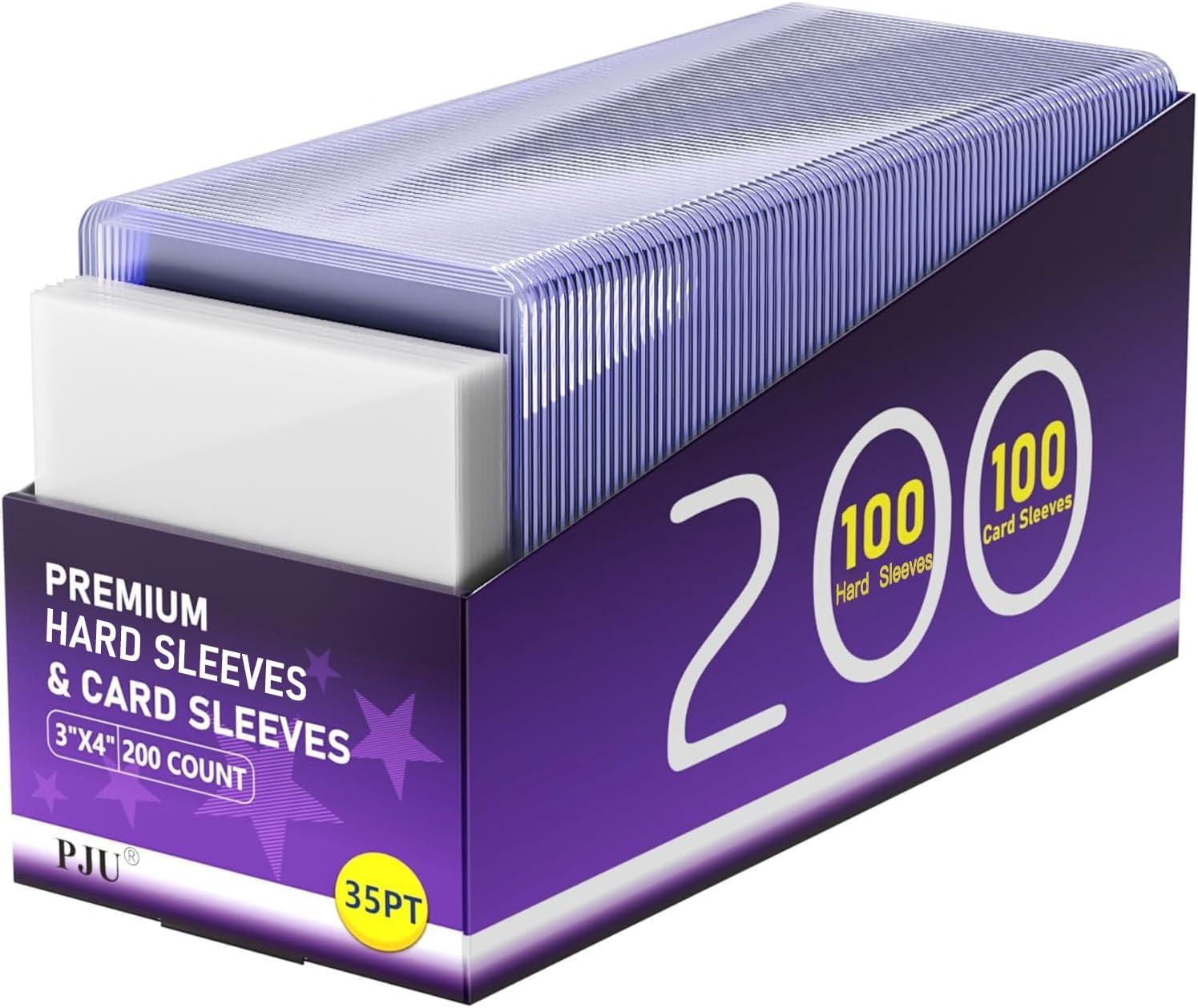 200 Card Sleeves Hard Plastic, Premium Baseball Sleeves, 3" x 4 ...