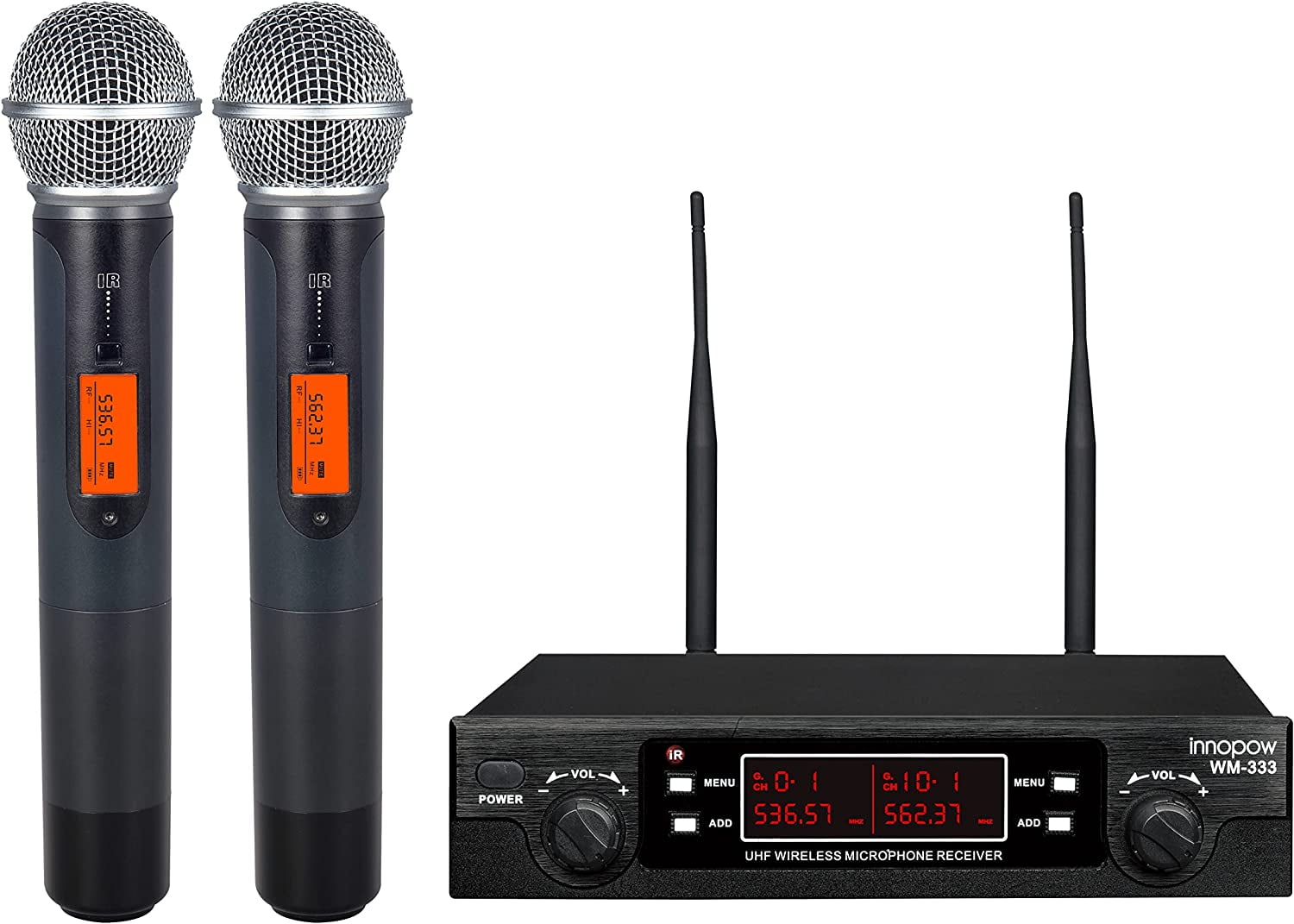 200-Channel Wireless Microphones System, Dual UHF Metal Cordless Mic ...