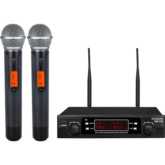 200-Channel Wireless Microphones System, Dual UHF Metal Cordless Mic ...