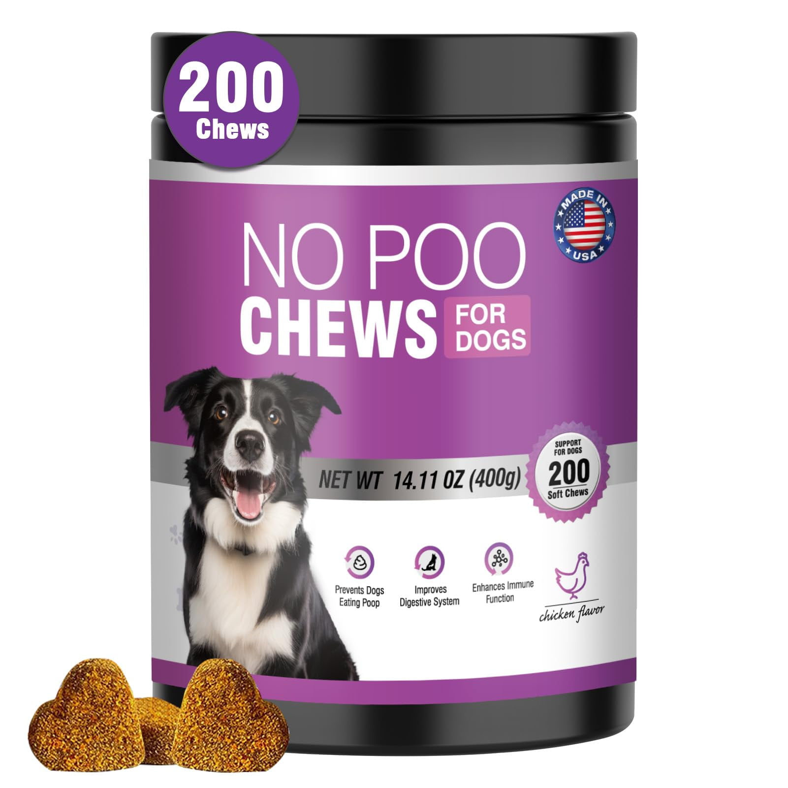 200 Chews No FEV6 Poo Chews for Dogs-Coprophagia Stool Deterrent for ...