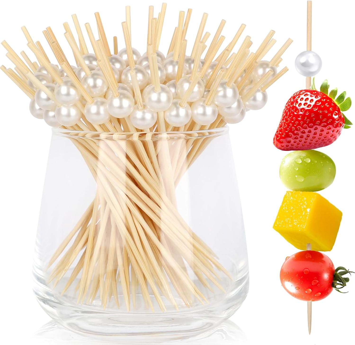 200 Cocktail Picks, White Pearl Fancy Toothpicks for Appetizers Drinks ...