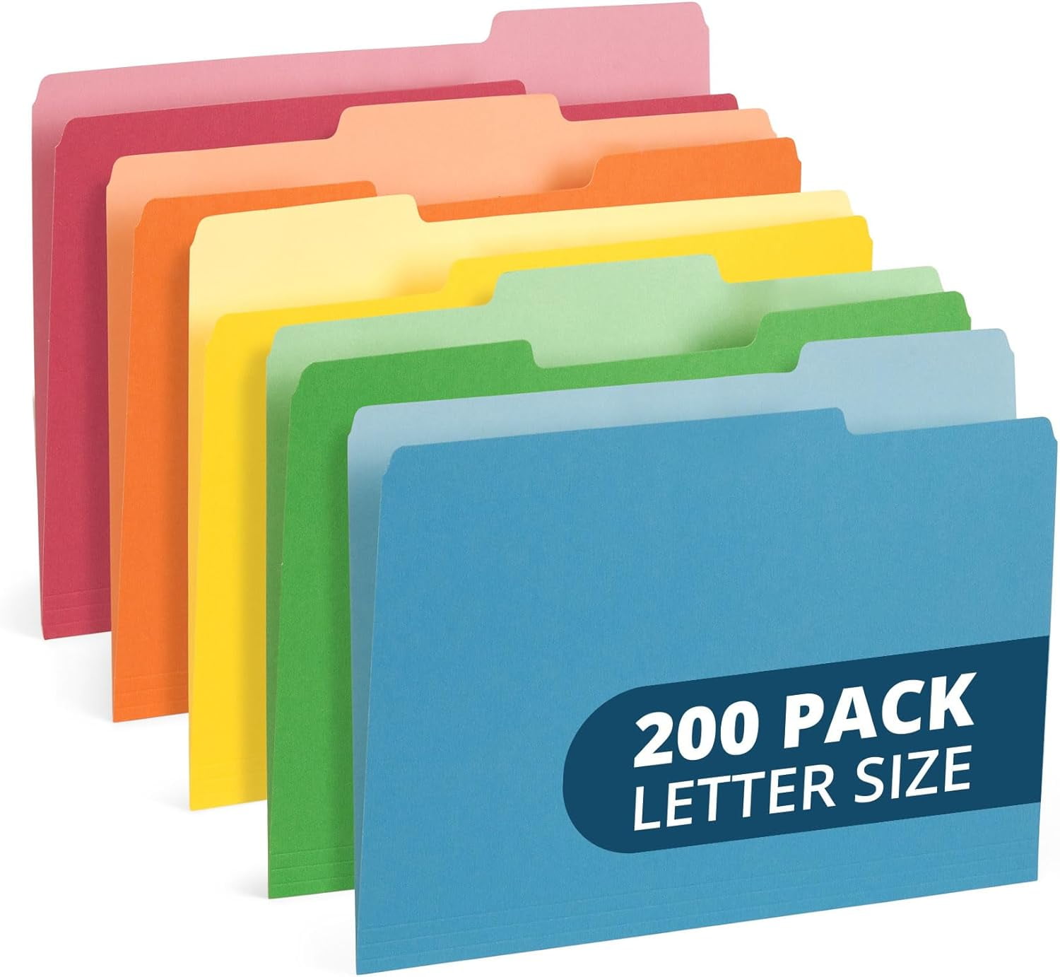 200 Colorful File Folders with Tabs, Multi Colored File Folders Letter ...