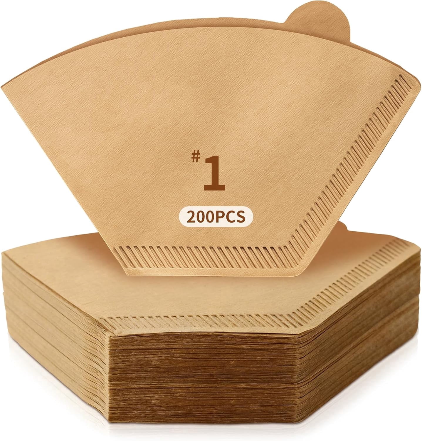 200 Count #1 Coffee Filters, Disposable U-Shape Natural Unbleached ...