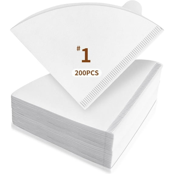 200 Count #1 Cone Coffee Filters, Disposable Natural Unbleached Paper ...