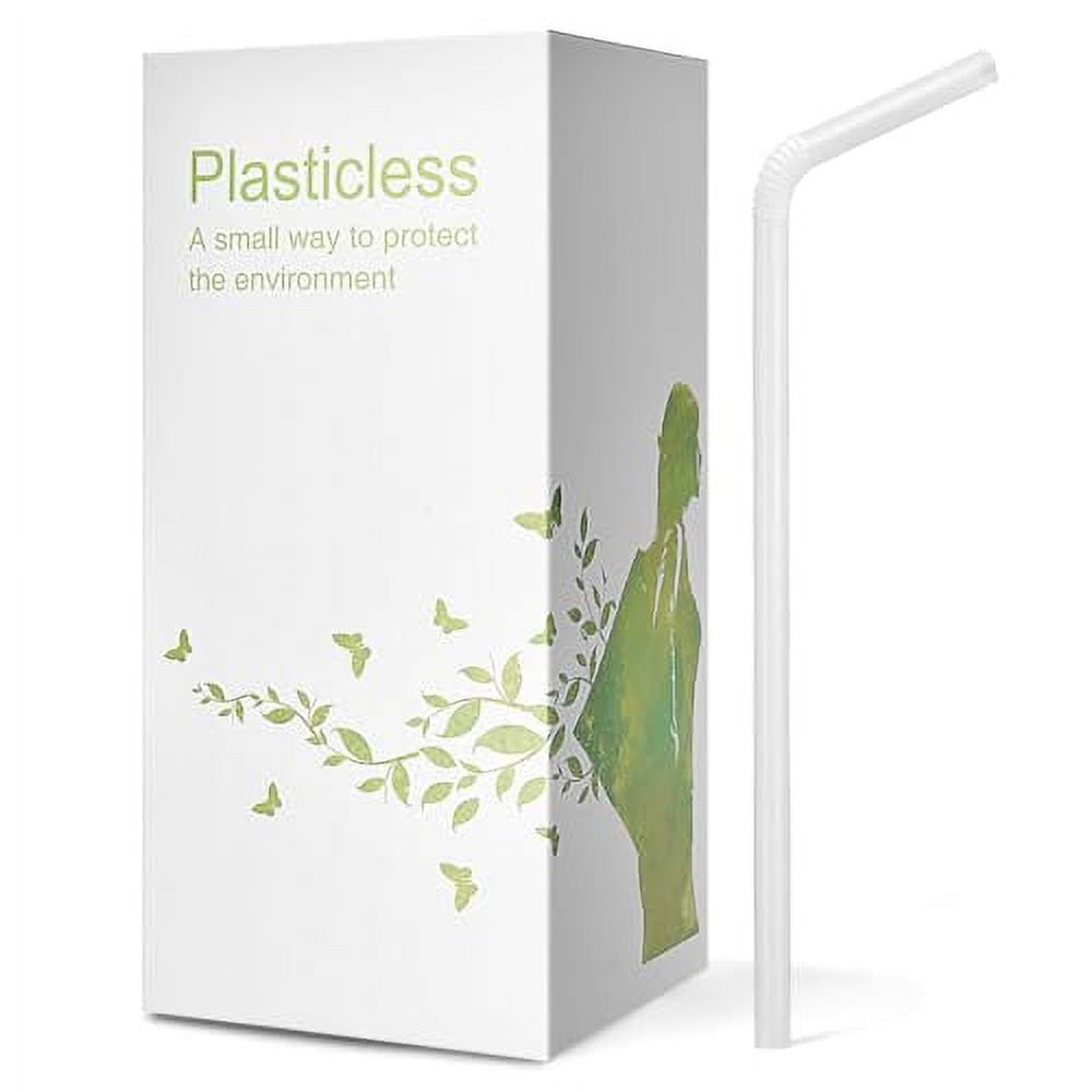 200 Count 100% Plant-Based Compostable Long PLA Straws-Plasticless ...