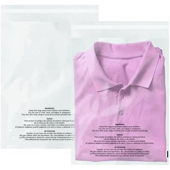 200 Count 11x14 Inch Self Seal Clear Poly Bags with Suffocation Warning ...