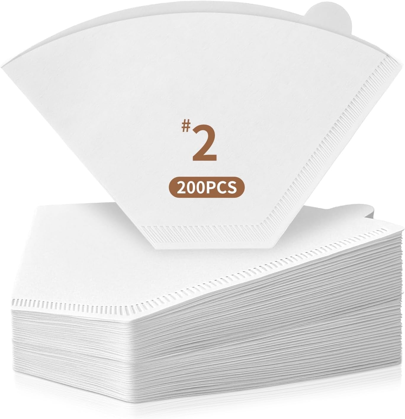 200 Count #2 Coffee Filters, Disposable U-Shape Natural Unbleached ...